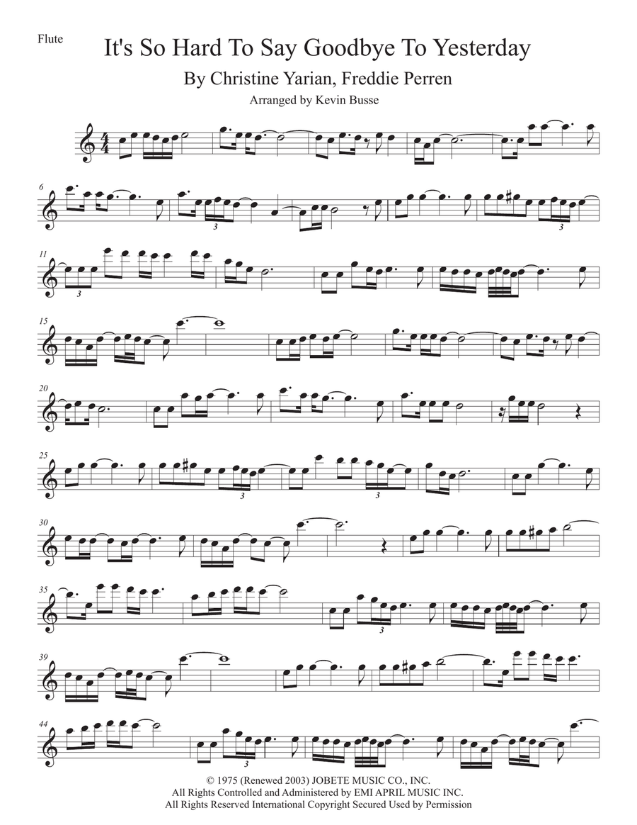 It's So Hard To Say Goodbye To Yesterday by Boyz II Men - Flute Solo ...