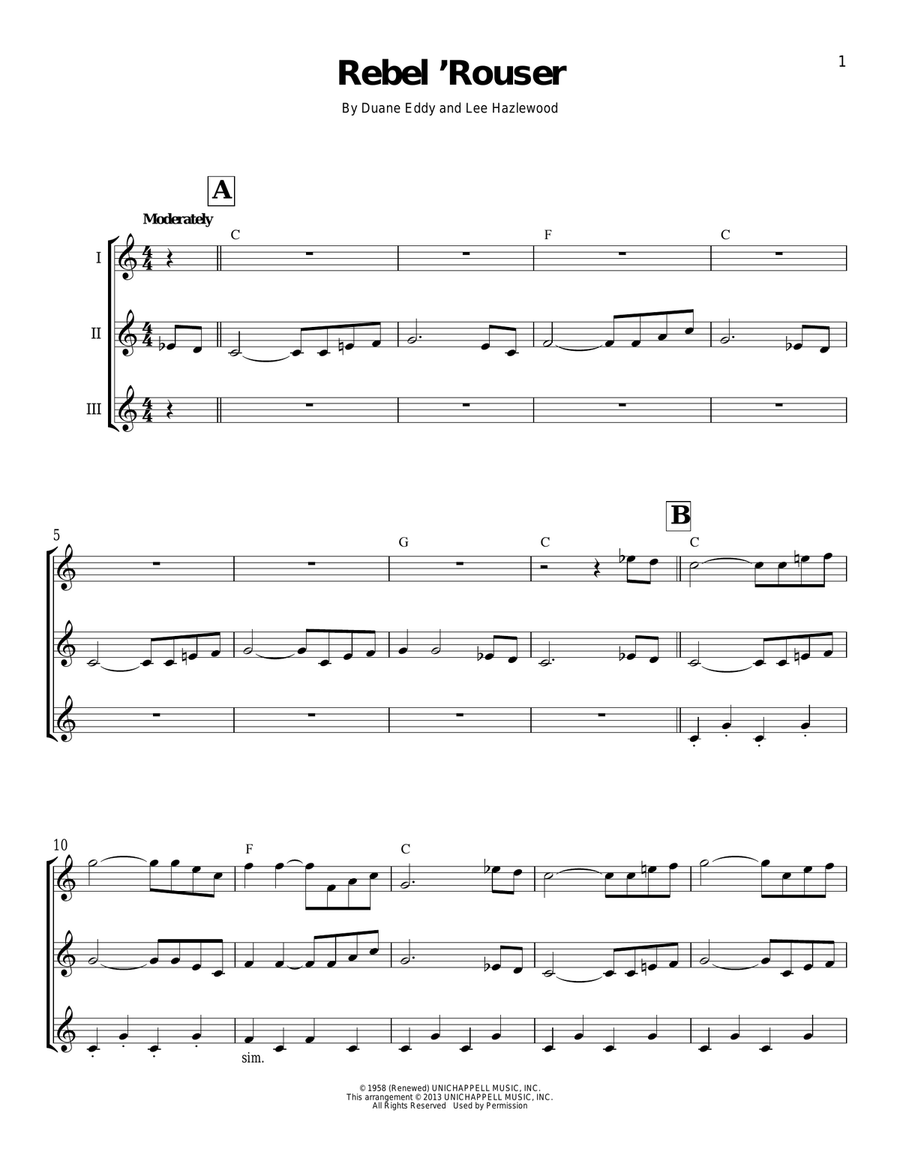 Rebel 'Rouser by Duane Eddy - Ukulele - Digital Sheet Music | Sheet ...