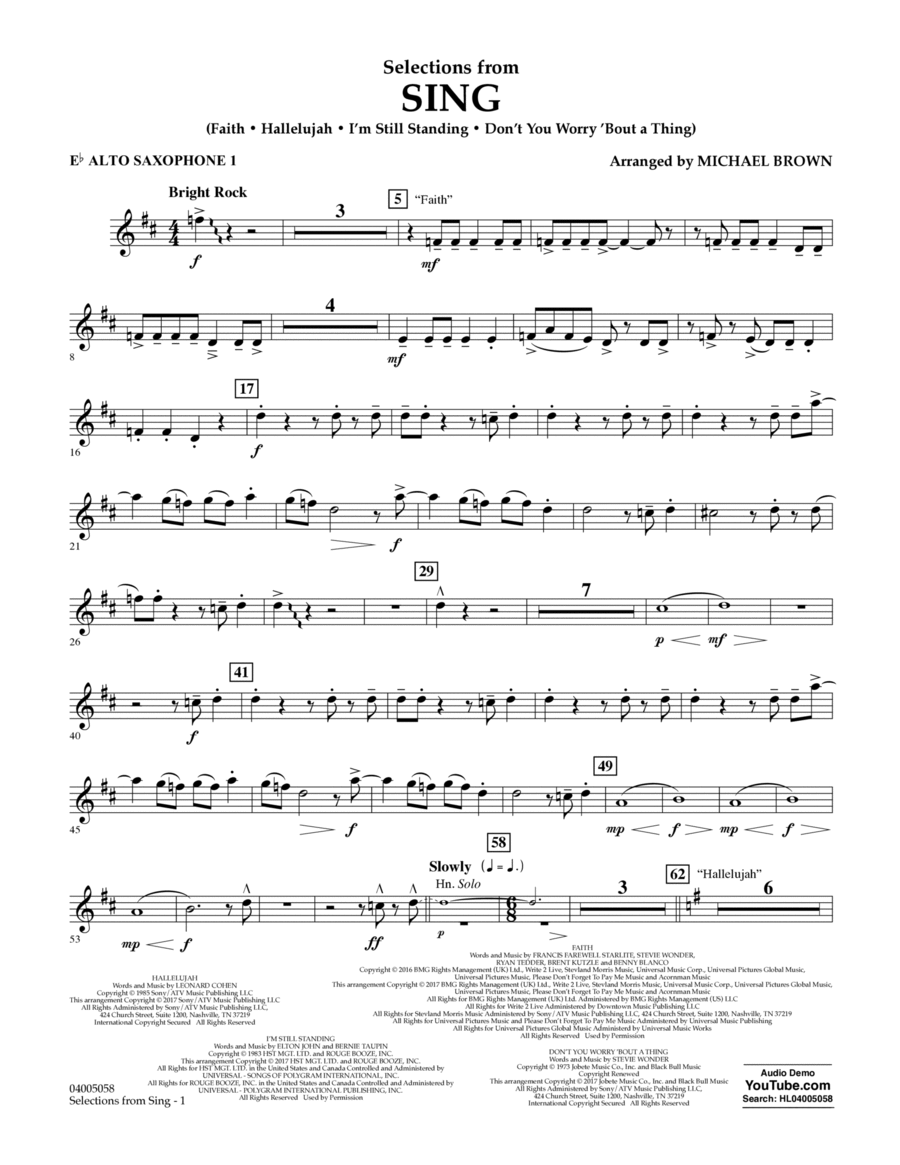 Selections From Sing Eb Alto Saxophone 1 By Michael Brown Alto