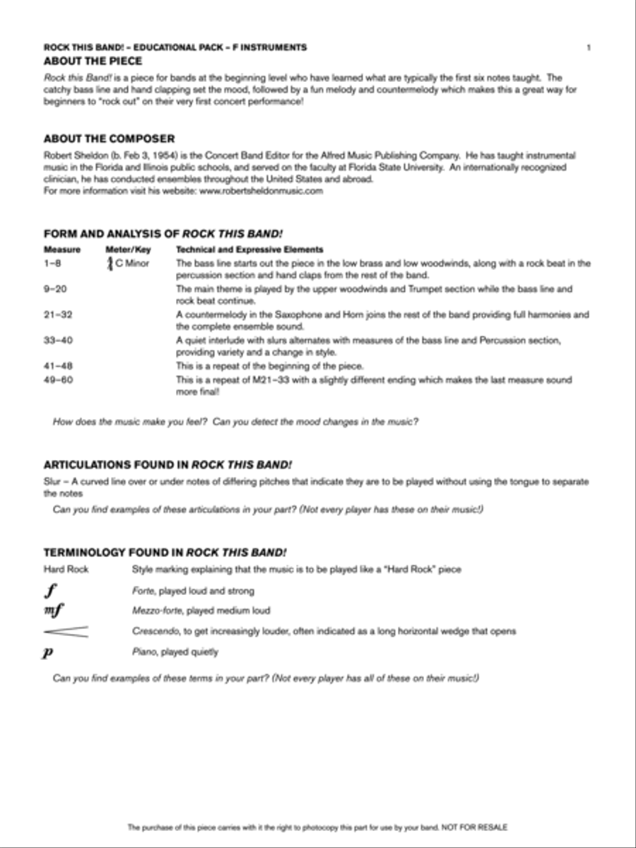Rock This Band!: F Educational Pack - Concert Band - Digital Sheet ...
