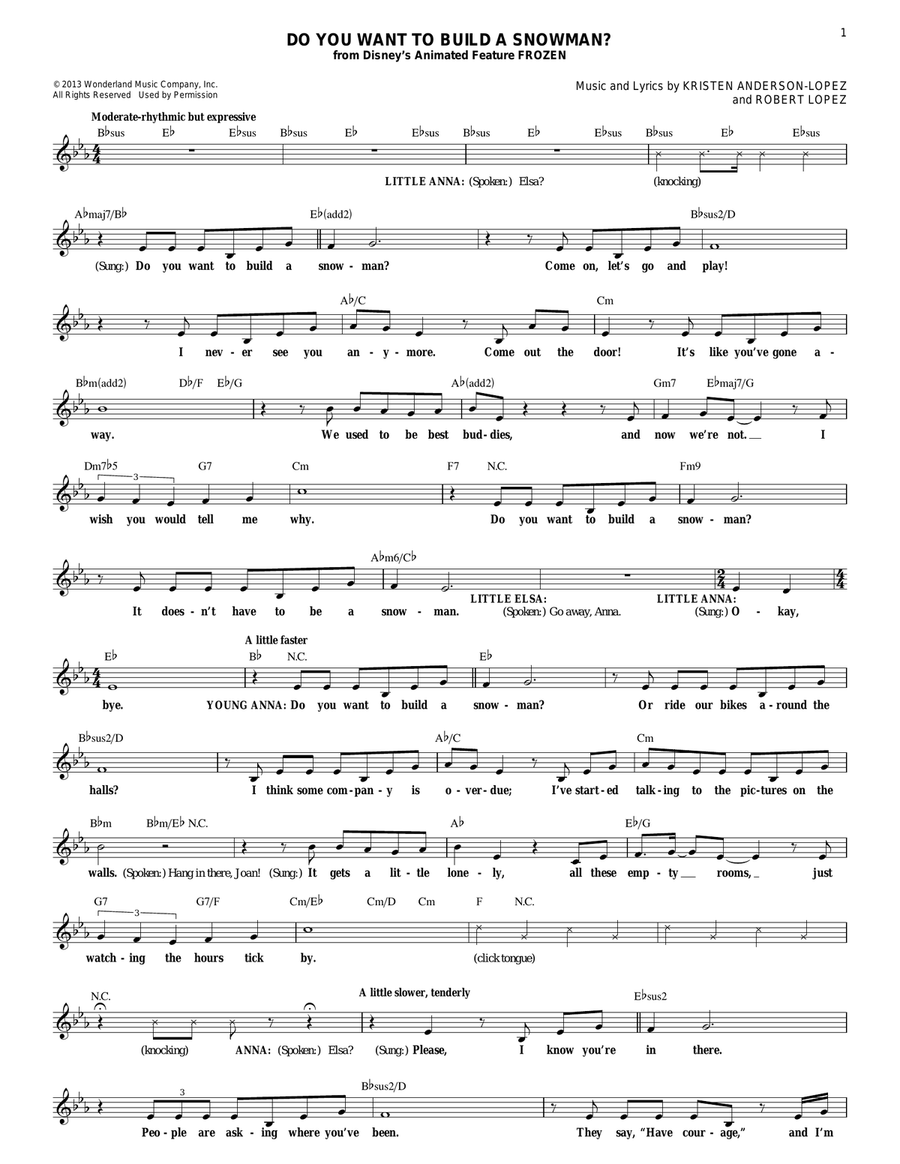 Do You Want To Build A Snowman? (from Frozen) by Kristen Bell - Guitar ...