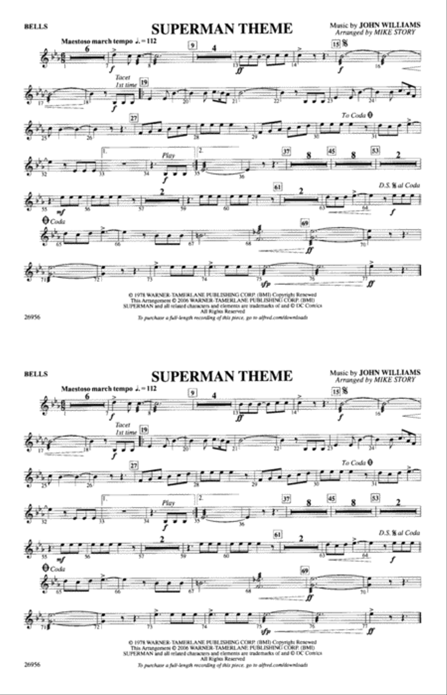 Superman Theme: Bells - Marching Band - Digital Sheet Music | Sheet ...