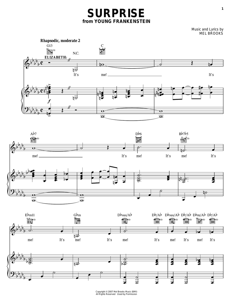 Surprise By Mel Brooks Piano Vocal Guitar Digital Sheet Music