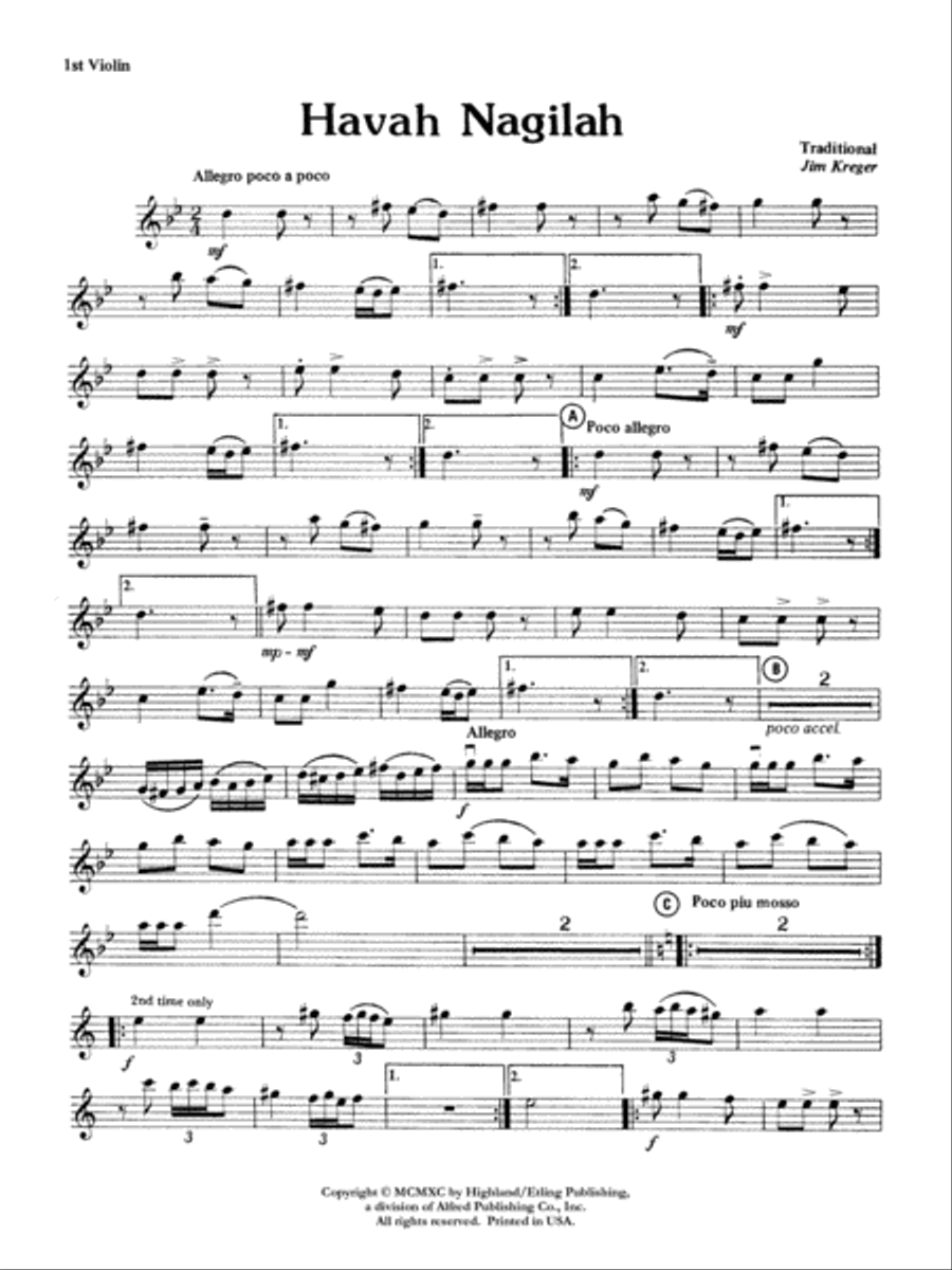 Havah Nagilah: 1st Violin - Full Orchestra - Digital Sheet Music ... Havah Nagilah: 1st Violin - Full Orchestra - Digital Sheet Music ...