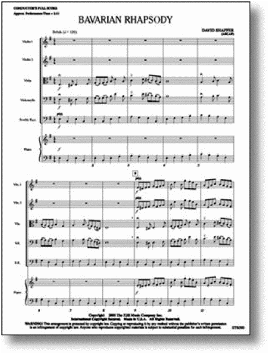 Bavarian Rhapsody by David Shaffer - String Orchestra - Grade 3 Sheet ...