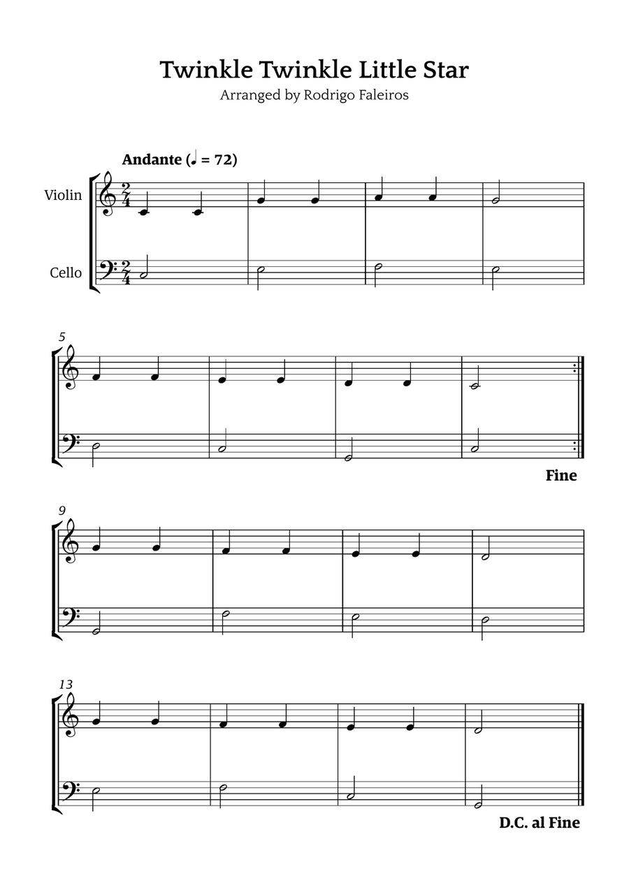 Twinkle Twinkle Little Star (for beginners) by Traditional - Cello ...