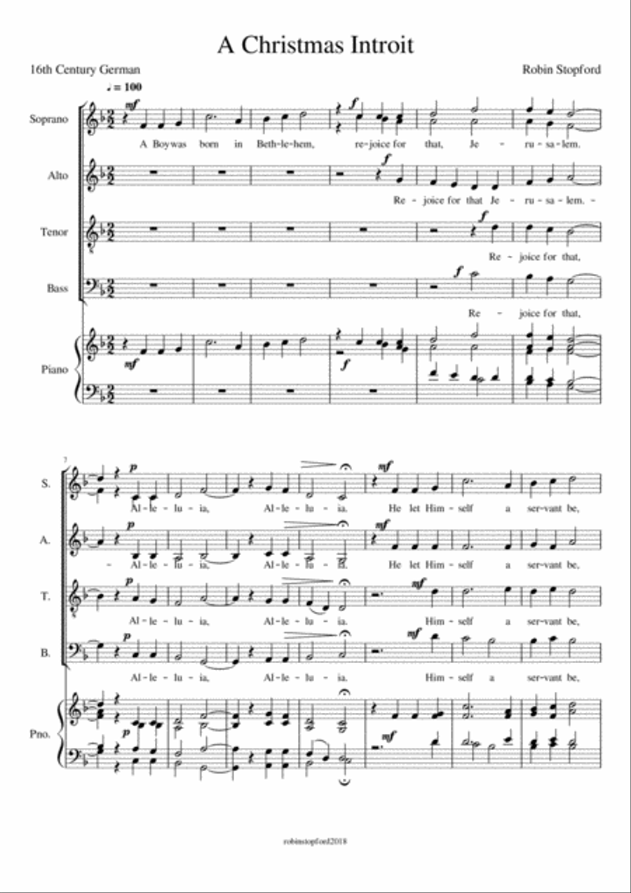 A Christmas Introit - 4-Part - Intermediate Digital Sheet Music | Sheet ...