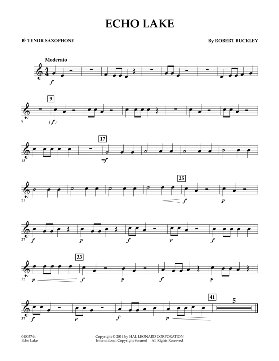 Echo Lake - Bb Tenor Saxophone by Robert Buckley - Concert Band ...