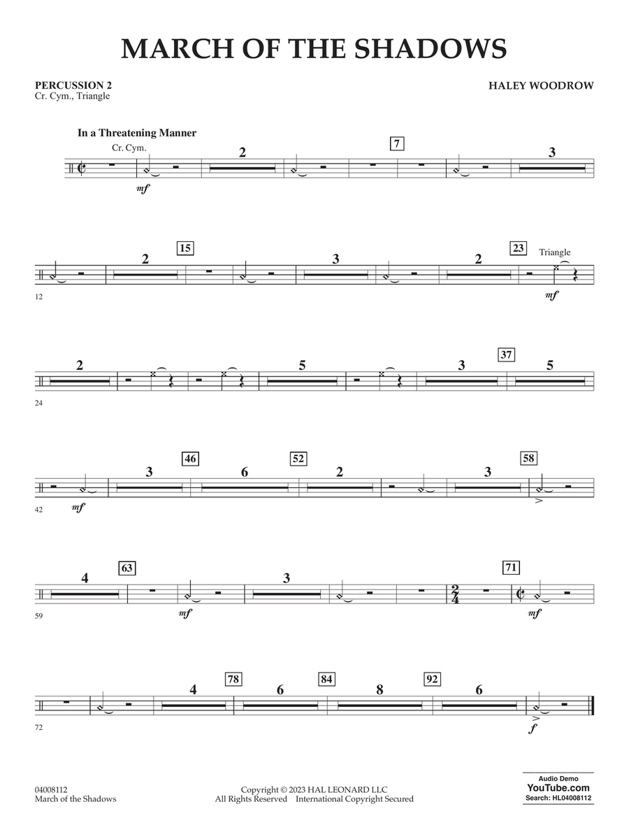 March Of The Shadows - Percussion 2 - Concert Band - Grade 3 Digital ...