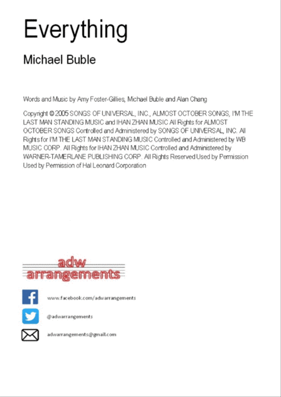 Everything by Michael Buble - String Quartet - Digital Sheet Music | Sheet Music Plus