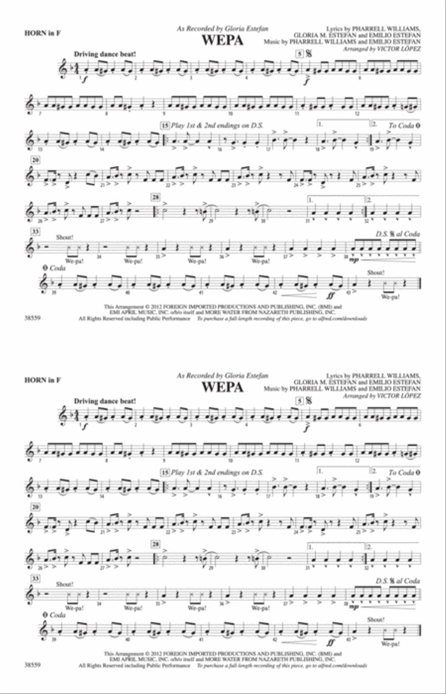 Wepa: 1st F Horn - Marching Band - Digital Sheet Music | Sheet Music Plus