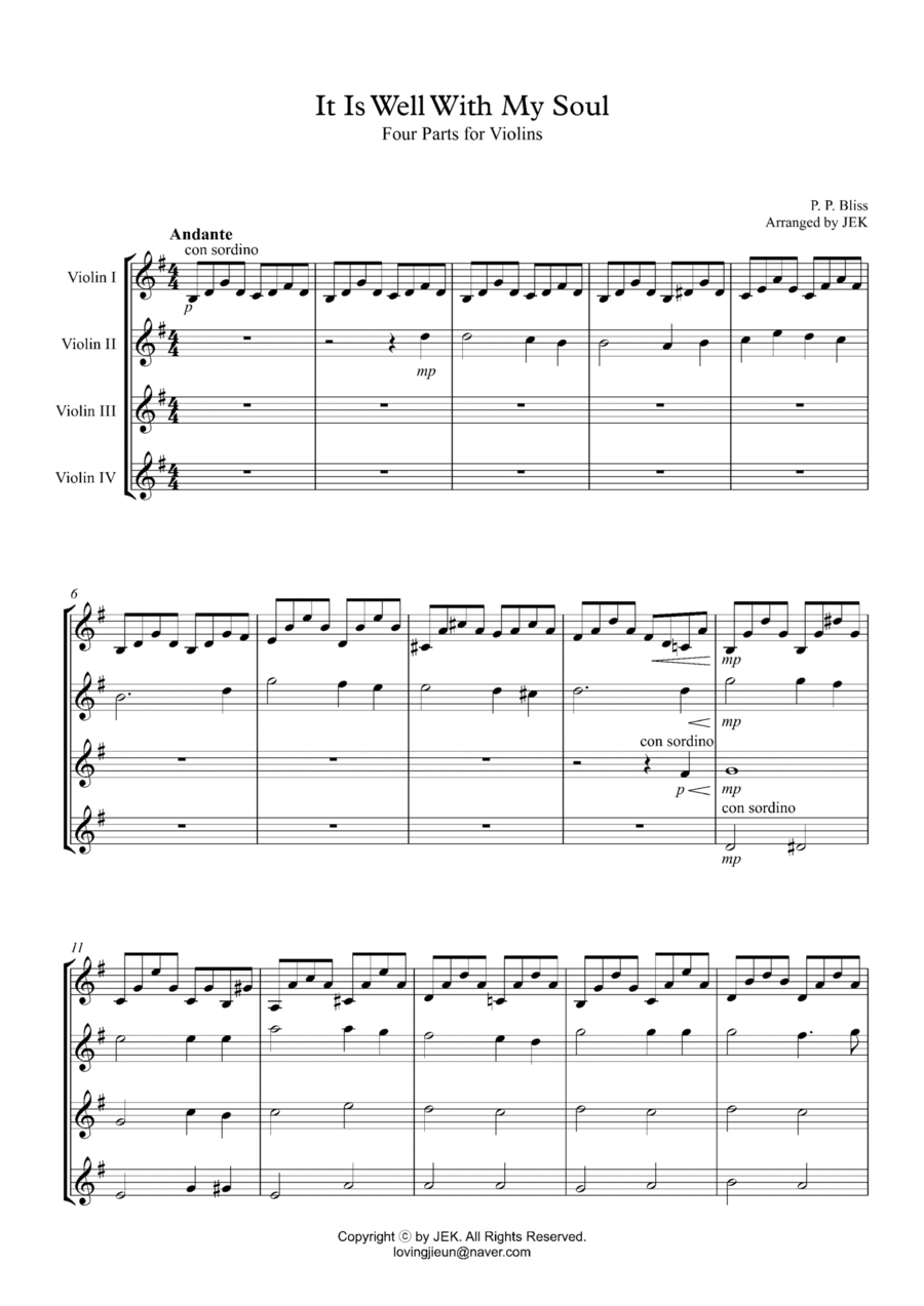 HYMN FOR VIOLIN ENSEMBLE - It Is Well With My Soul - Violin - Digital ...