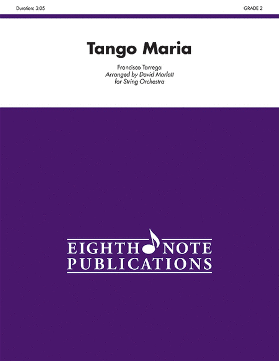 Tango Maria by Francisco Tarrega - String Orchestra - Grade 2 Sheet ...