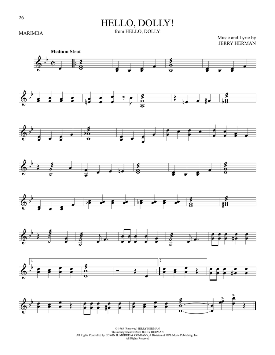 Hello, Dolly! by Louis Armstrong - Marimba - Digital Sheet Music ...
