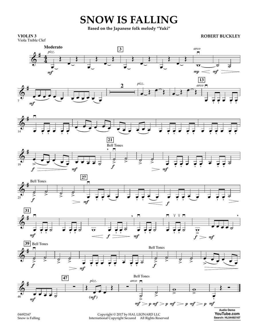 Snow Is Falling - Violin 3 (Viola Treble Clef) by Robert Buckley ...