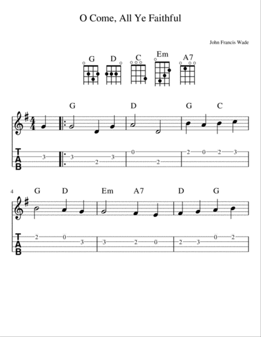 O Come All Ye Faithful Ukulele By John Francis Wade Ukulele