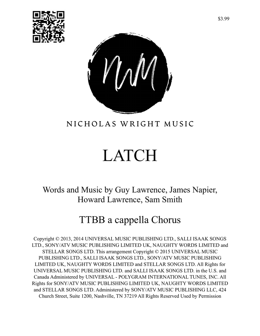 Latch by Sam Smith - TTBB - Advanced Digital Sheet Music | Sheet Music Plus