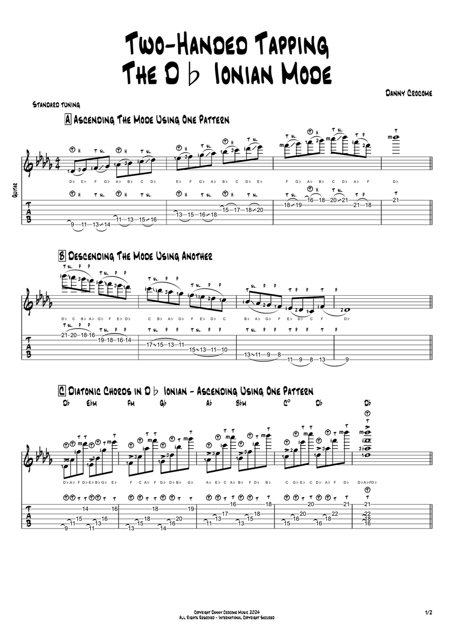 Two-Handed Tapping The Db Ionian Mode by Traditional - Electric Guitar ...