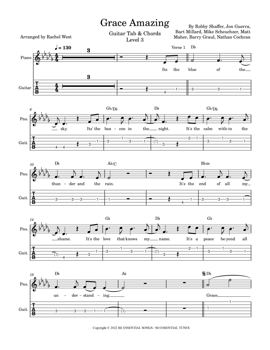 Grace Amazing by MercyMe - Voice, Guitar Tablature - Digital Sheet ...