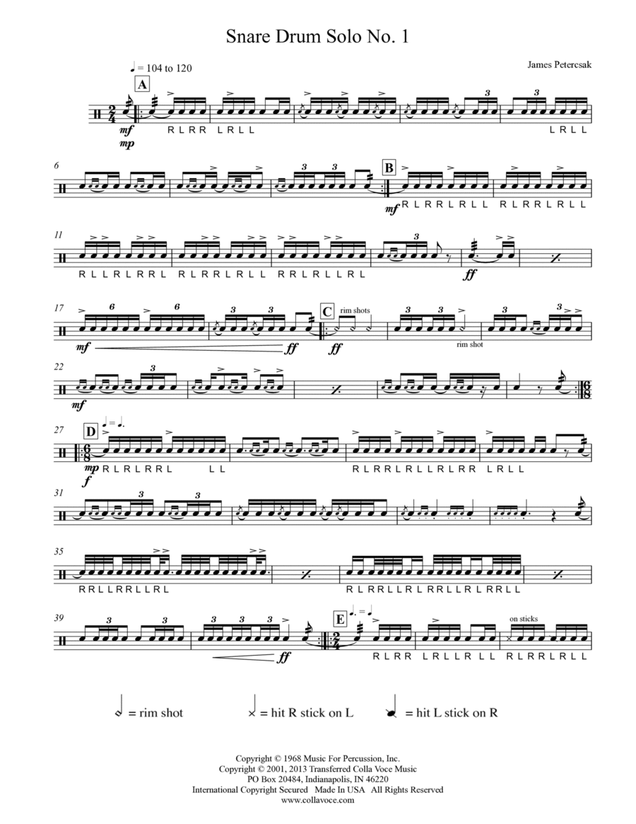 Snare Drum Solo No. 1 (Downloadable) - Percussion - Digital Sheet Music ...