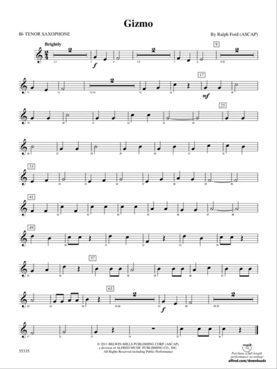 Gizmo: B-flat Tenor Saxophone by Ralph Ford - Concert Band - Digital ...