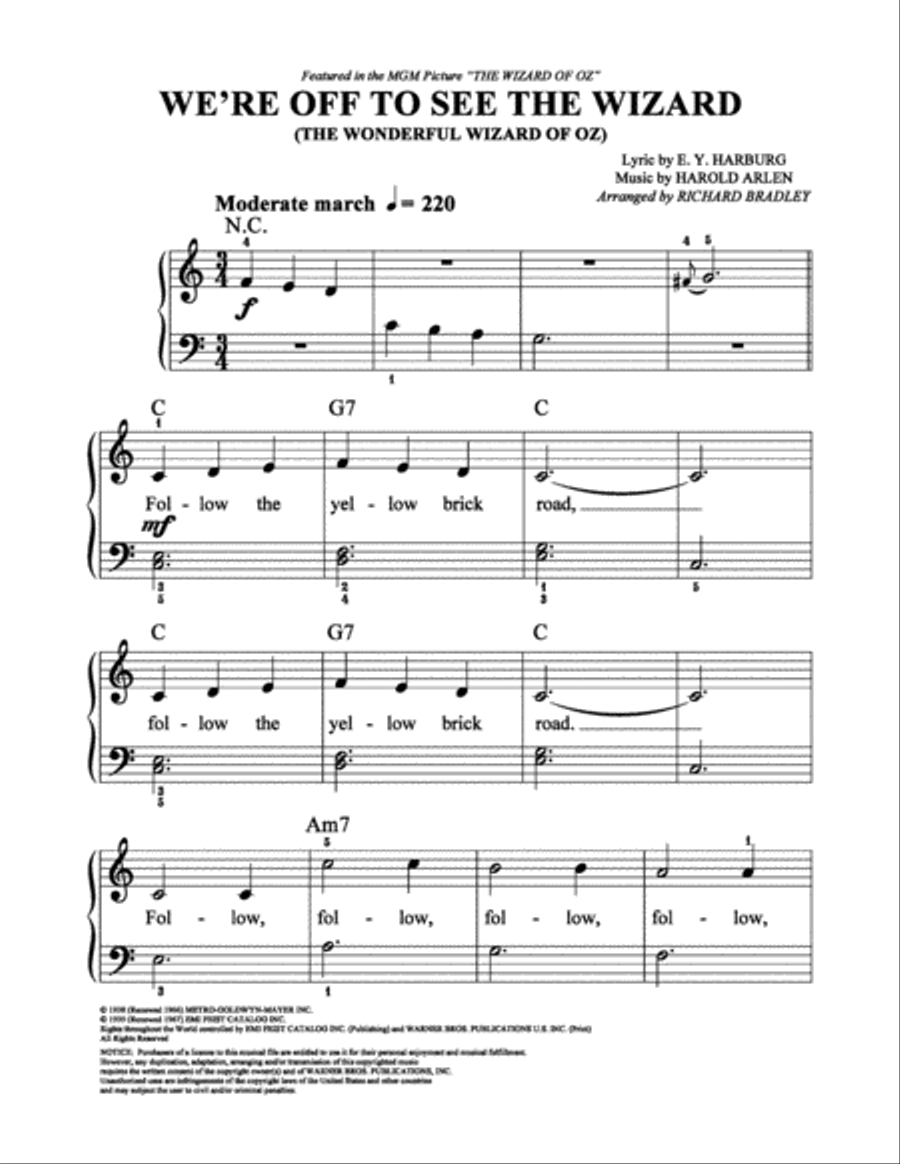 We're Off to See the Wizard (The Wonderful Wizard of Oz) by Harold ...