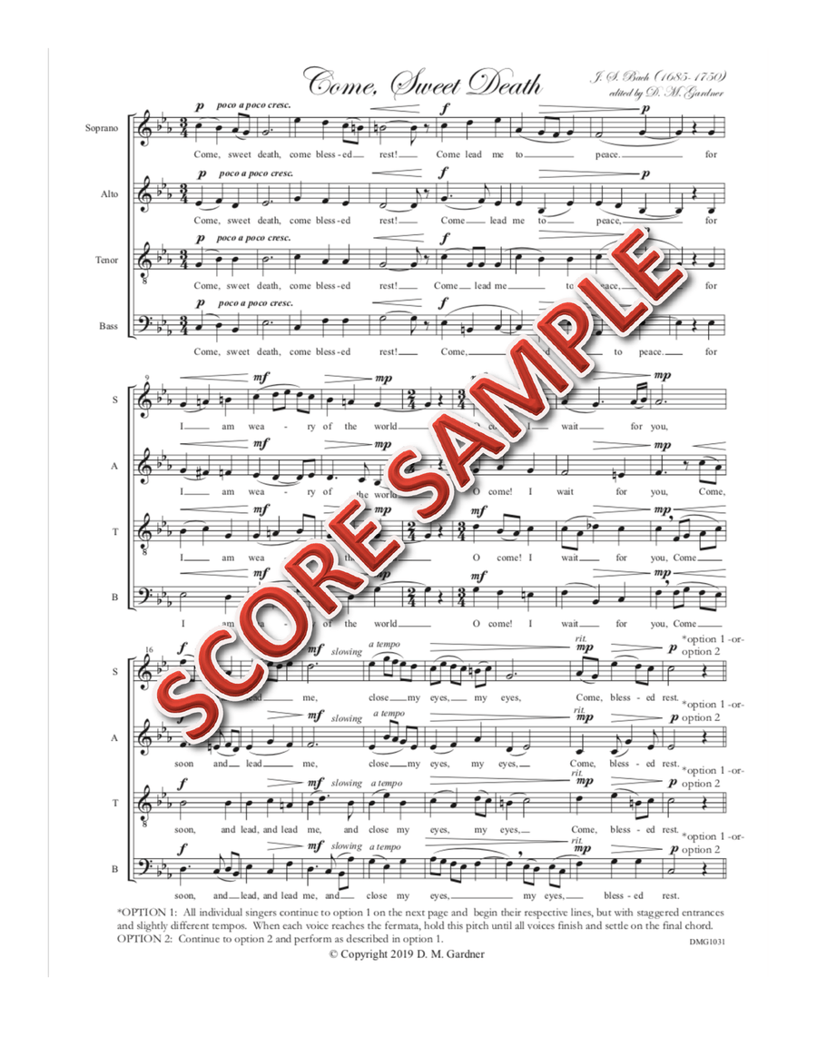 Come, Sweet Death by Johann Sebastian Bach - Choir, 4-Part, SATB ...
