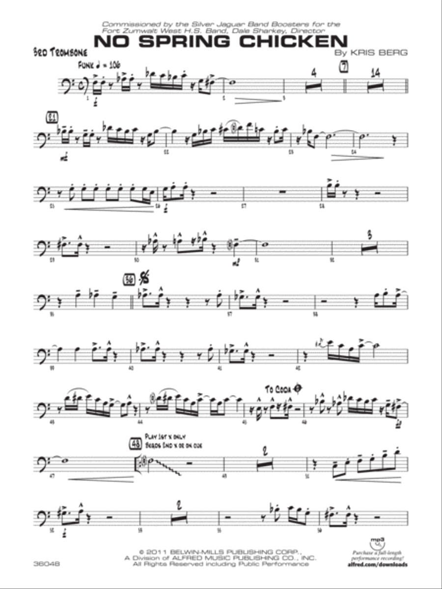 No Spring Chicken 3rd Trombone By Kris Berg Jazz Ensemble Digital