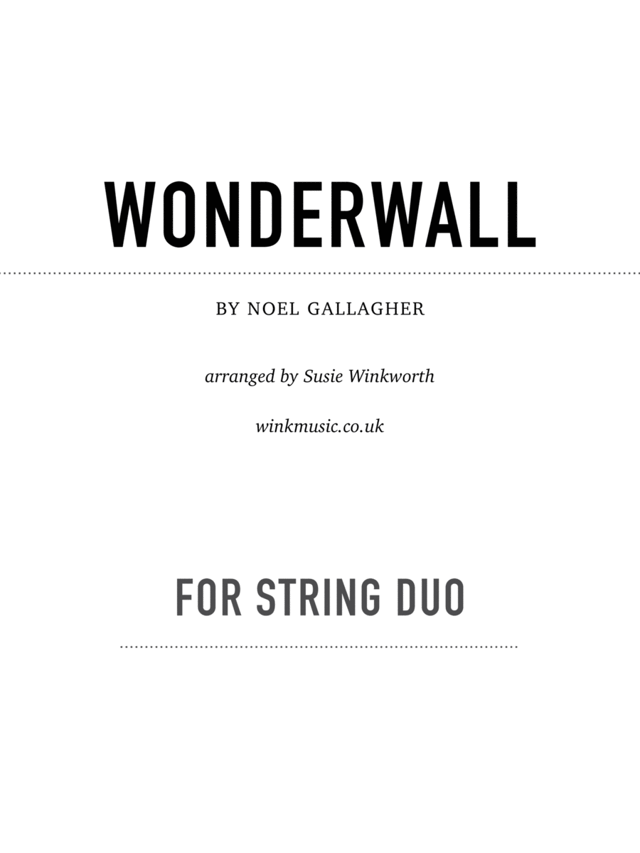 Wonderwall by Oasis - Cello, Violin - Digital Sheet Music | Sheet Music ...