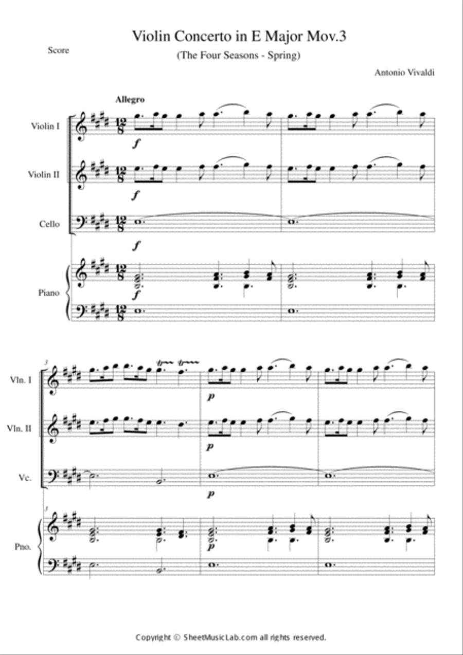 The Four Seasons - Spring 3rd Movement by Antonio Vivaldi - Cello ...