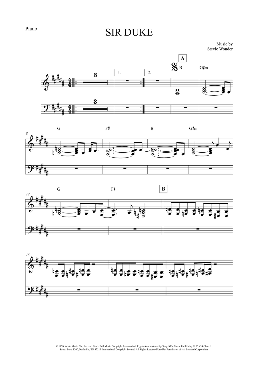 Sir Duke by Stevie Wonder - Guitar, Voice, Piano, Vocal, Guitar - Late ...