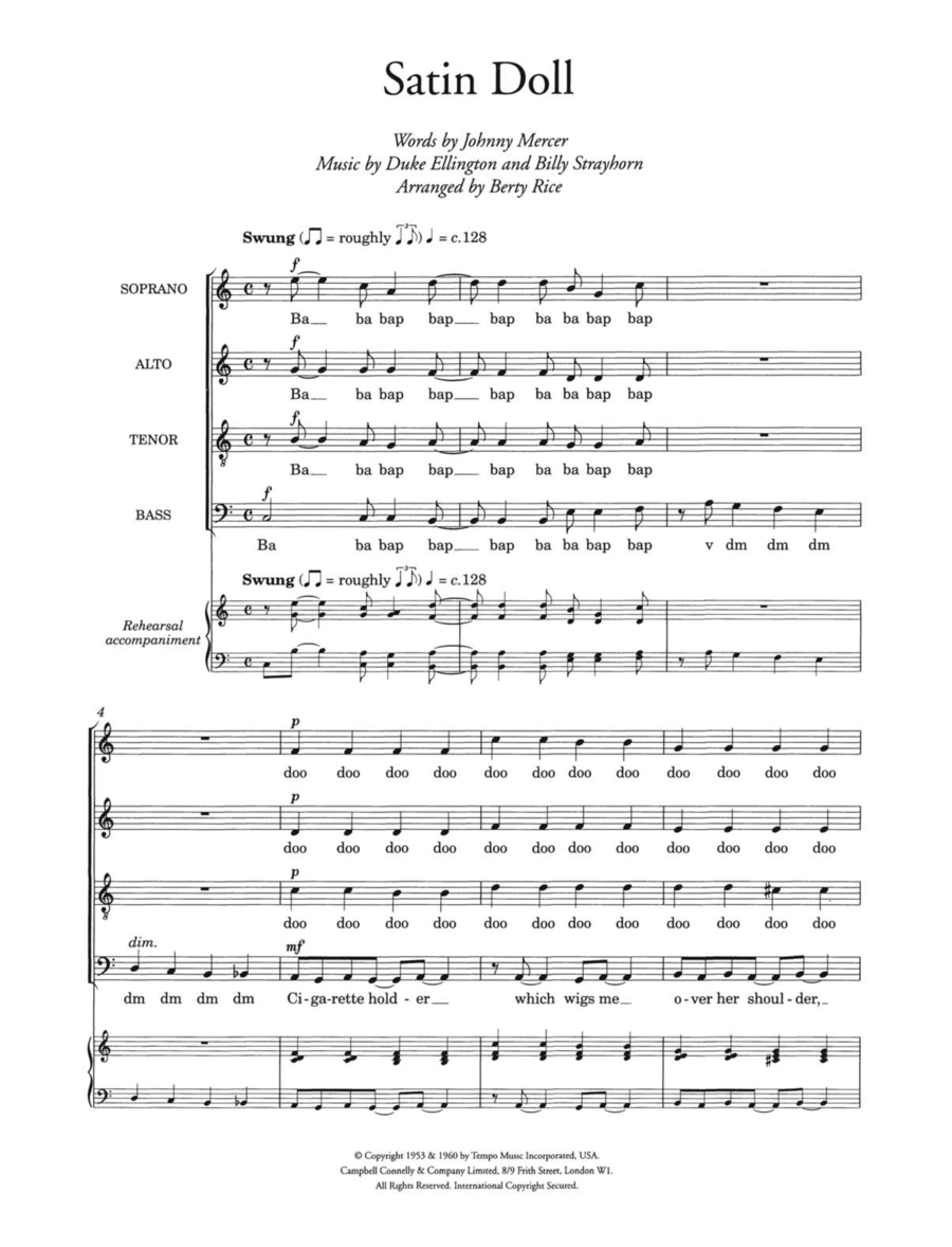 Satin Doll (arr. Berty Rice) by Duke Ellington - Choir - Digital Sheet ...