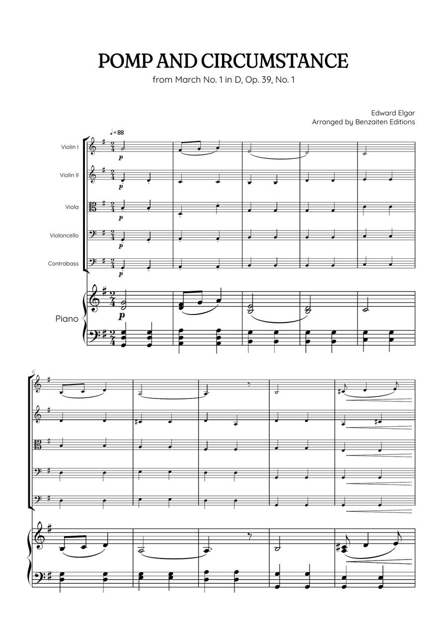 Elgar • Pomp and Circumstance | string quintet | violin • viola • cello ...