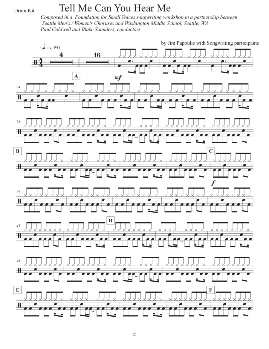 Tell Me Can You Hear Me - Drum Set by Jim Papoulis - Choir - Digital ... Tell Me Can You Hear Me - Drum Set by Jim Papoulis - Choir - Digital ...