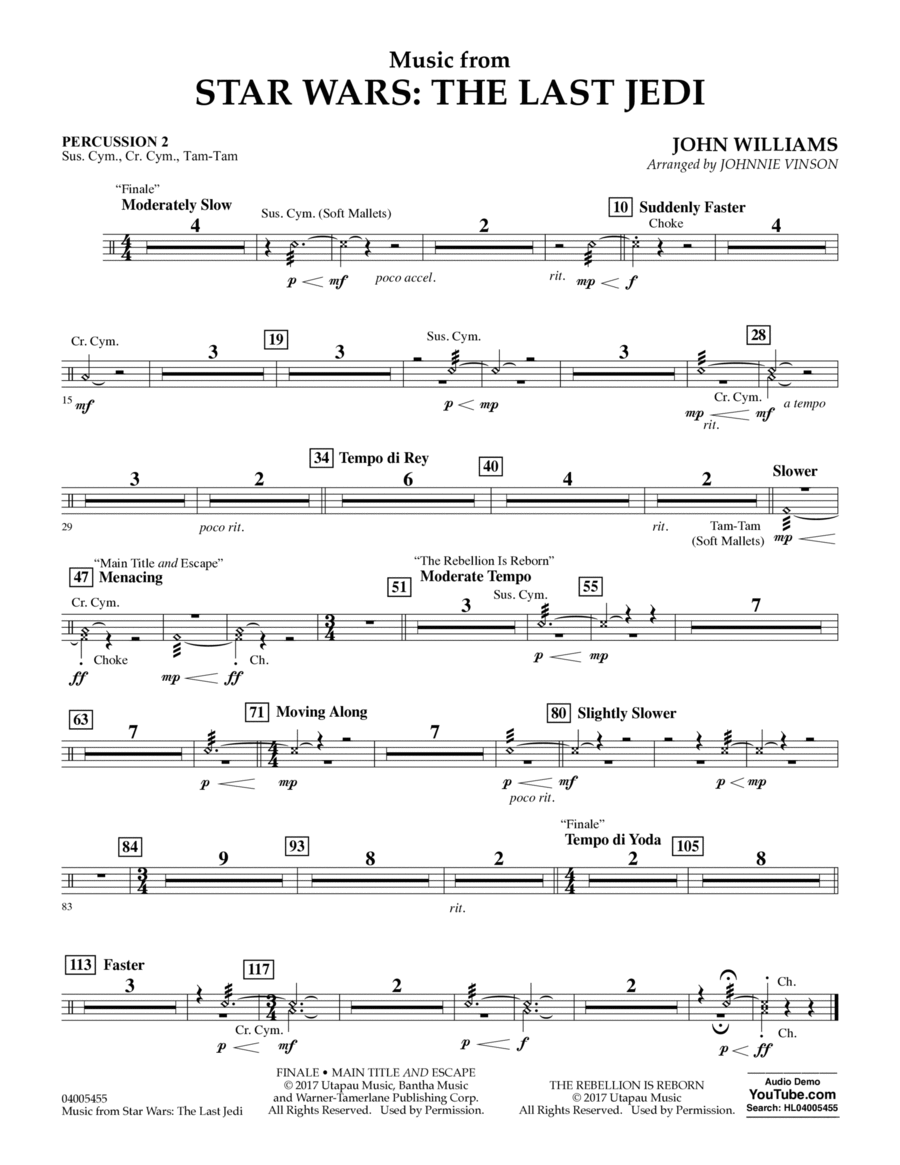 Music from Star Wars: The Last Jedi - Percussion 2 by John Williams - Percussion - Digital Sheet ...