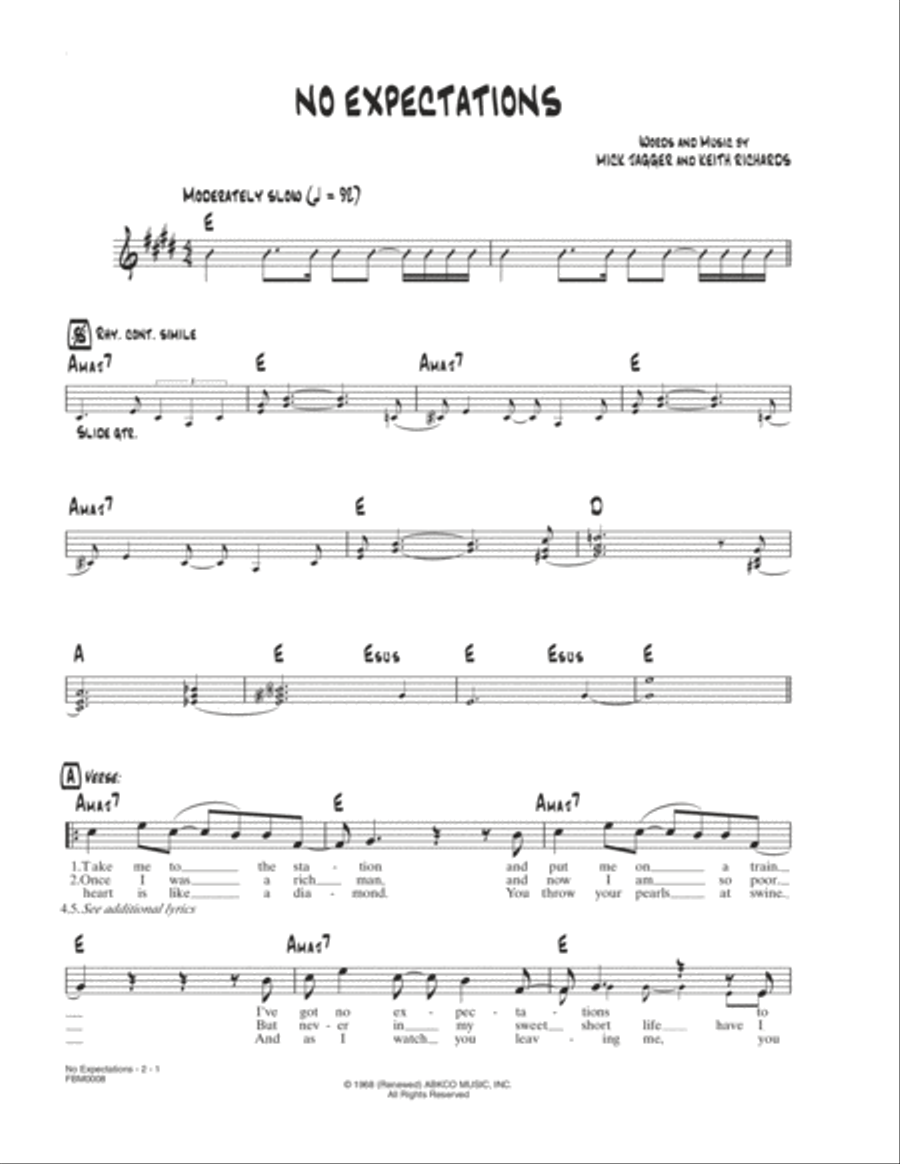 No Expectations by The Rolling Stones - School and Community - Digital ...