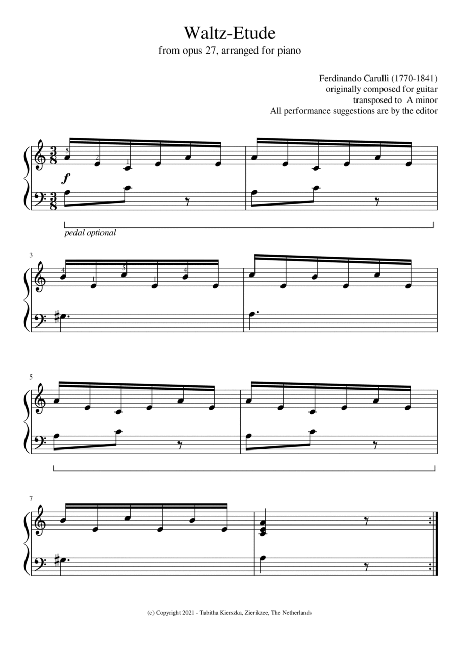 Waltz-Etude - Ferdinando Carulli - Piano Method, Piano Solo - Early ...