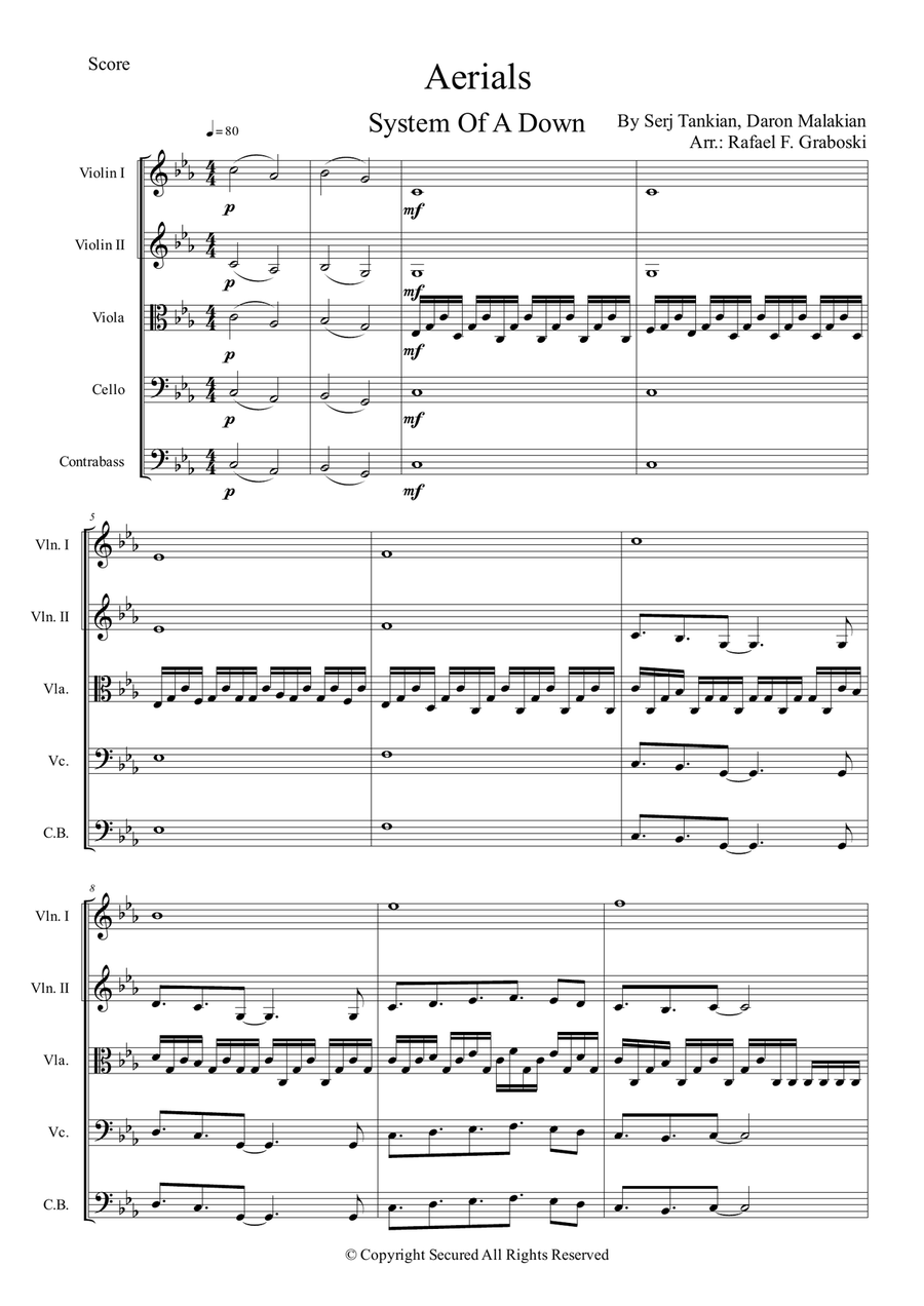 Aerials by System of a Down - Cello, Double Bass, Viola - Digital Sheet ...
