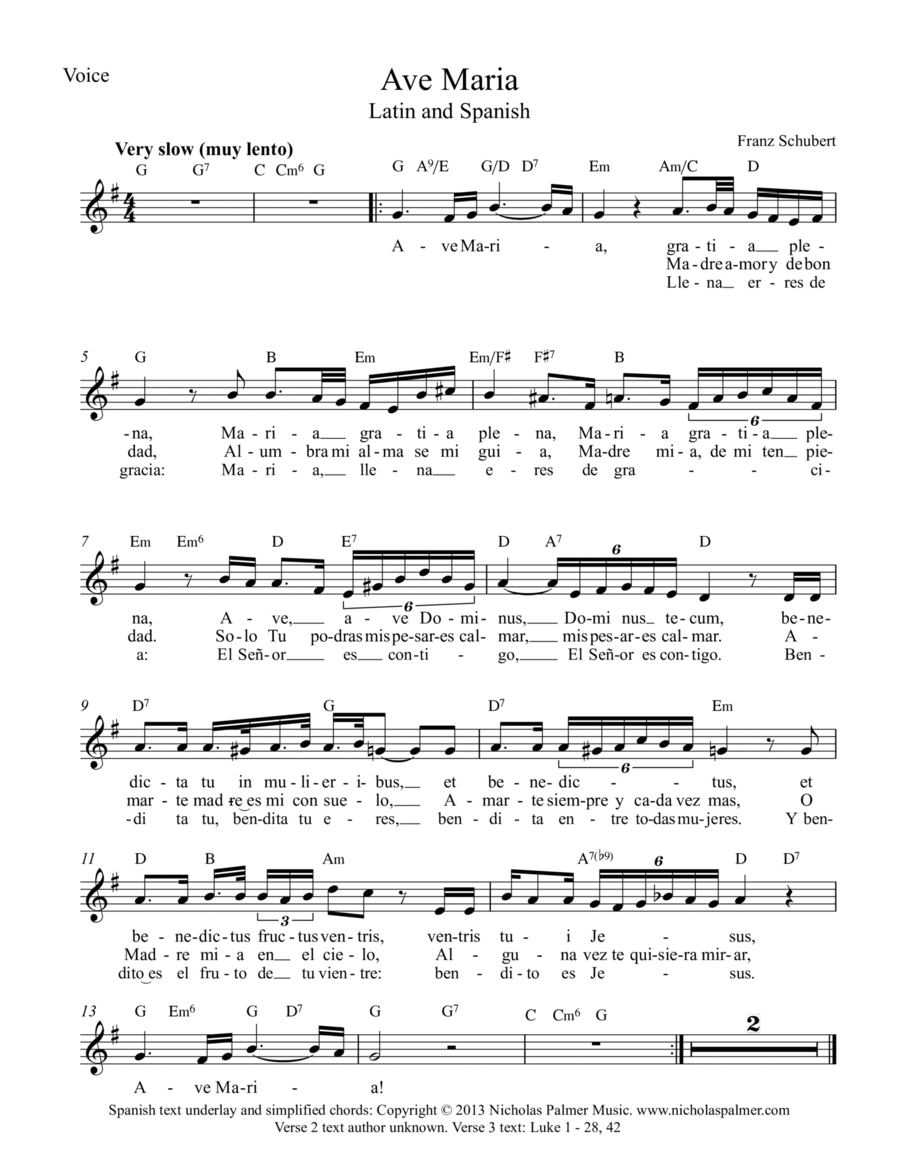 Ave Maria - Latin and Spanish texts by Franz Schubert - Piano - Digital ...