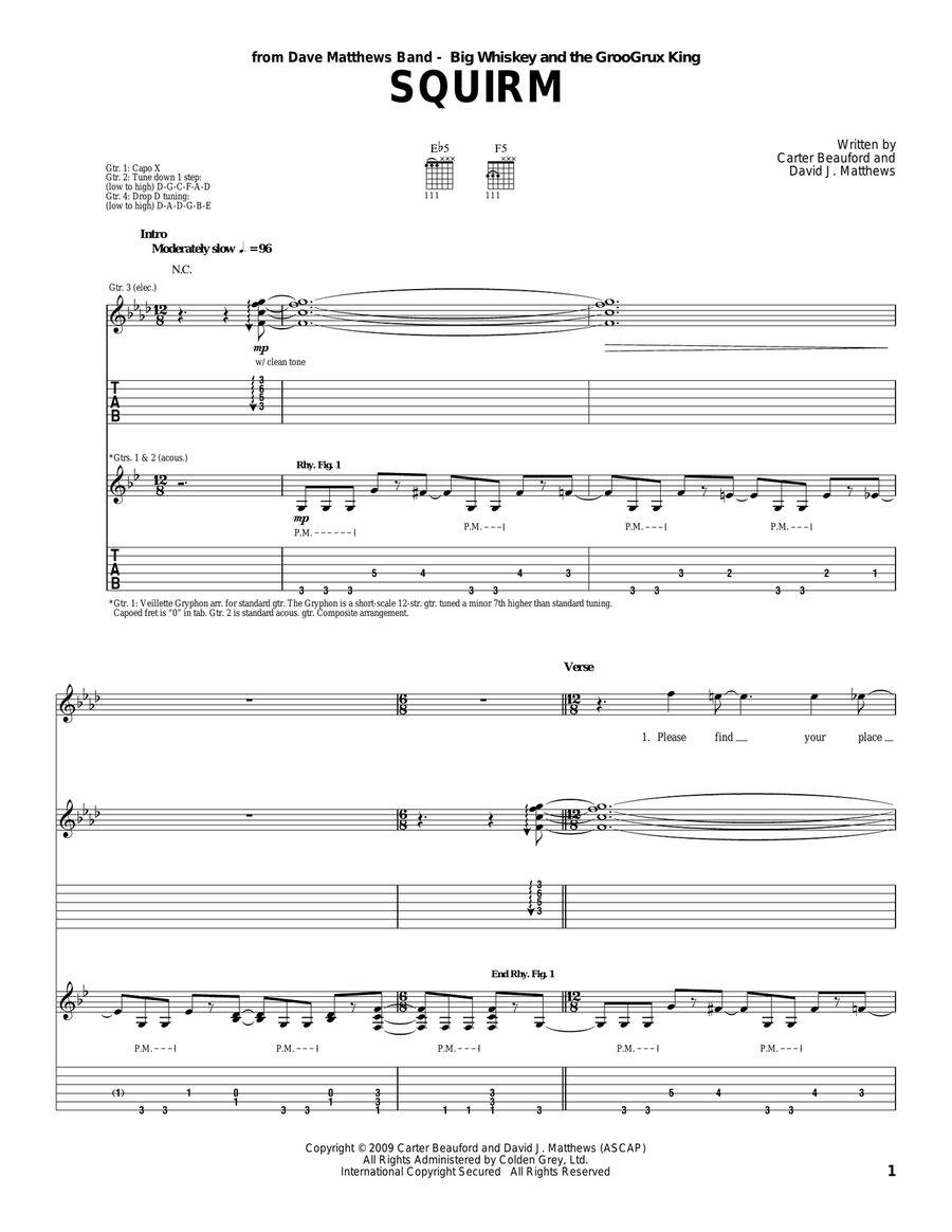 Squirm by Dave Matthews Band - Acoustic Guitar - Digital Sheet Music ...