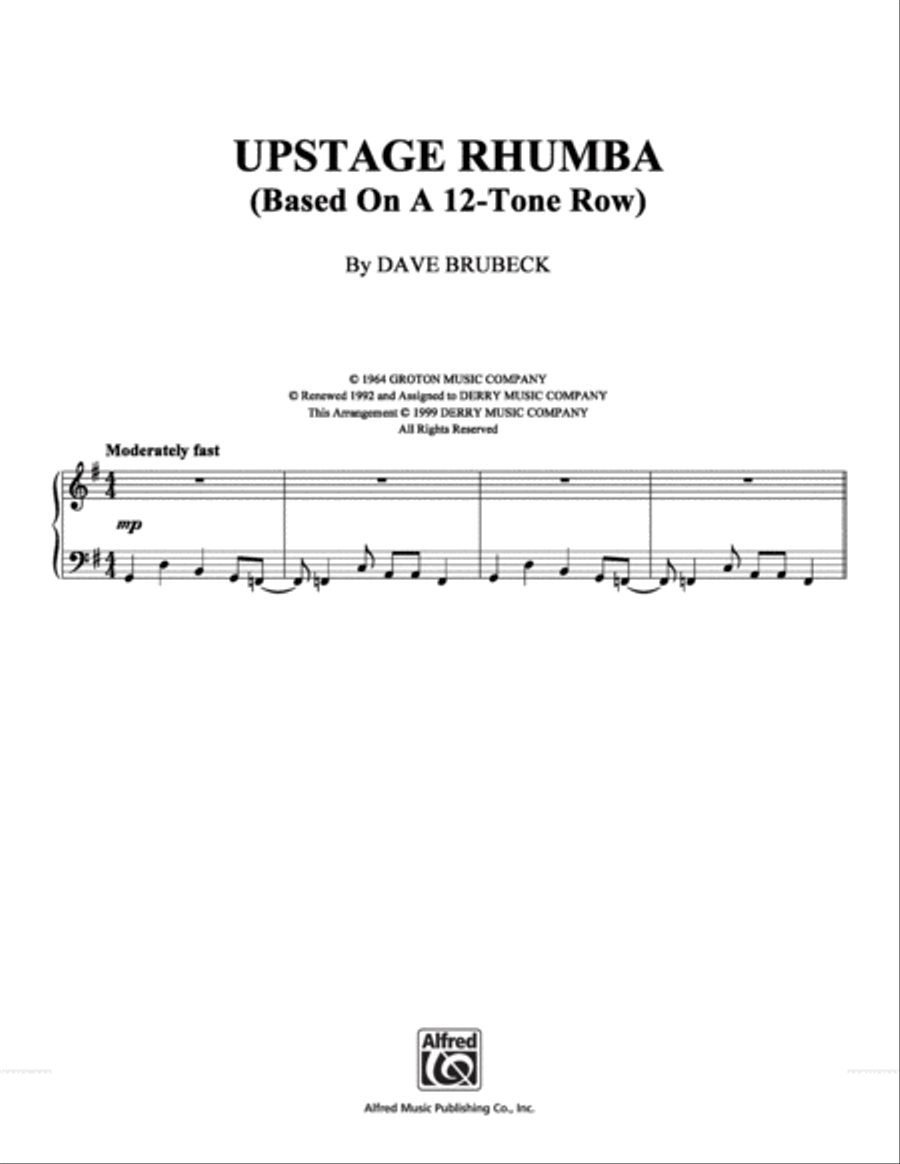 Upstage Rhumba by Dave Brubeck - Piano Solo - Digital Sheet Music ...