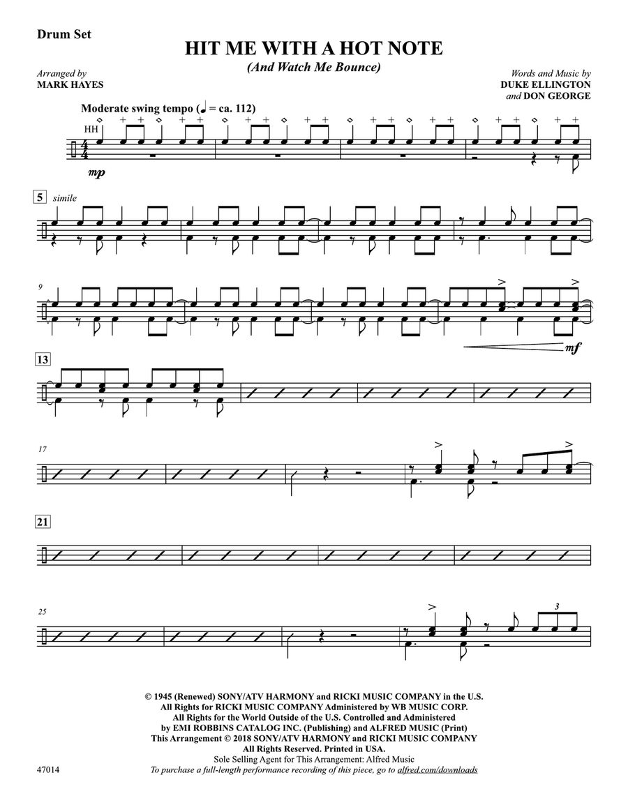 Hit Me with a Hot Note: Drums - Part - Digital Sheet Music | Sheet ...