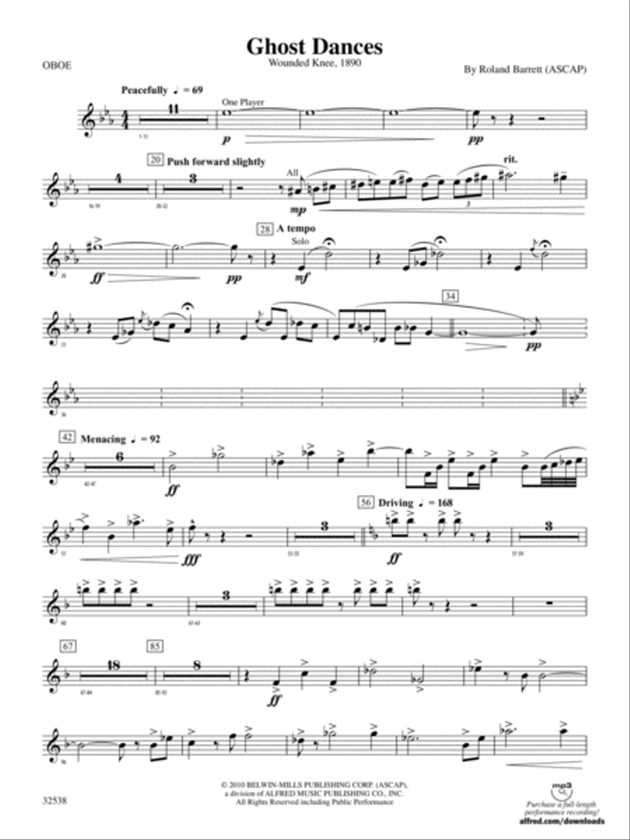 Ghost Dances Oboe By Roland Barrett Concert Band Digital Sheet