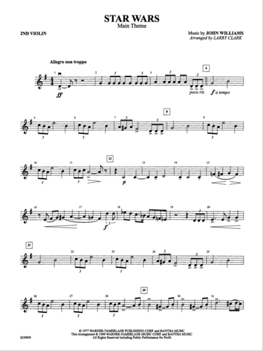 Star Wars (Main Theme): 2nd Violin by Larry Clark - String Orchestra ...