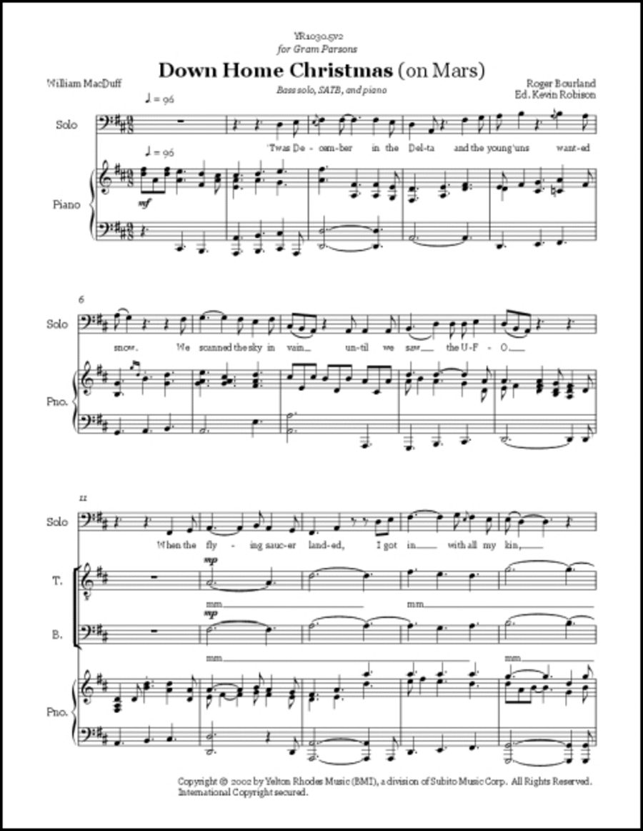 Down Home Christmas (on Mars) by Roger Bourland - Choir, Piano ...