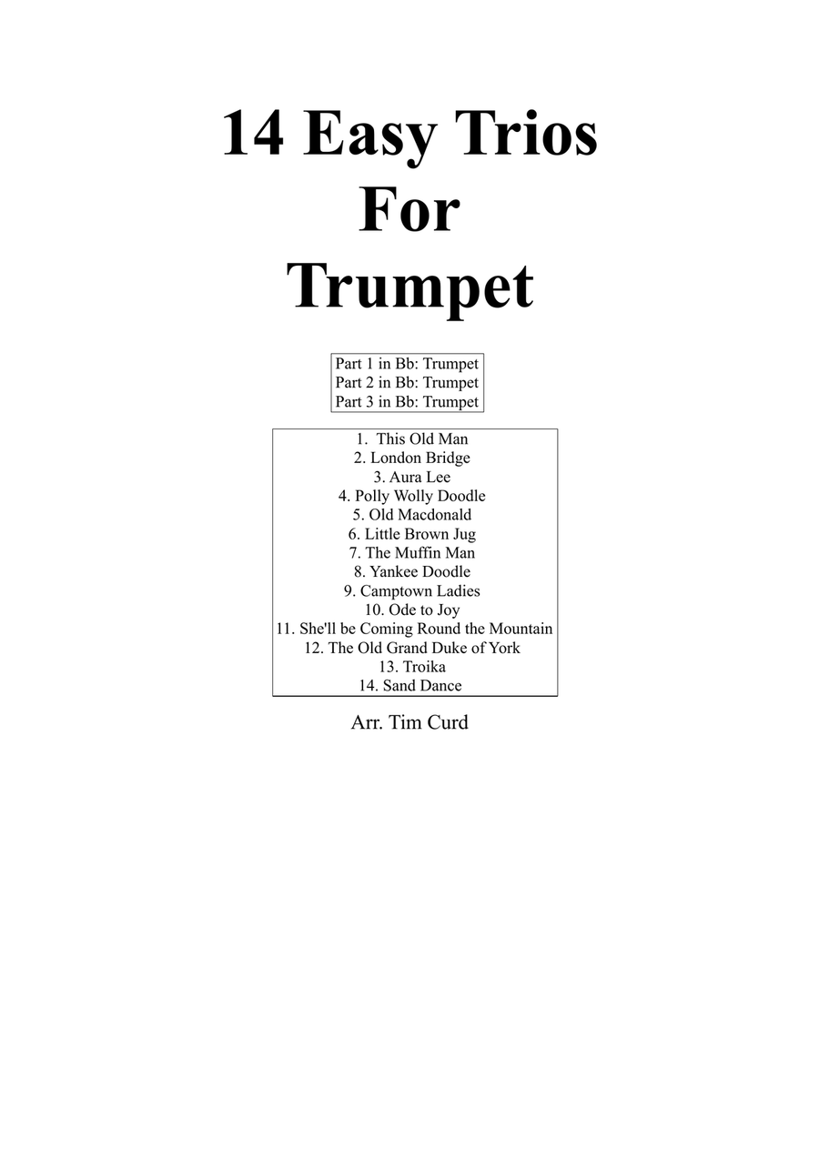 14 Easy Trios For Trumpet by Traditional - Trumpet Trio - Digital Sheet ...
