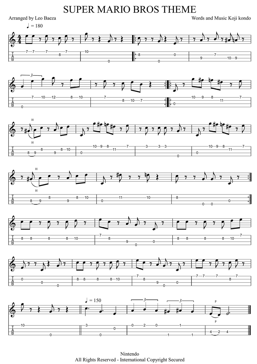 Super Mario Bros Theme - Ukulele - Intermediate Digital Sheet Music ...