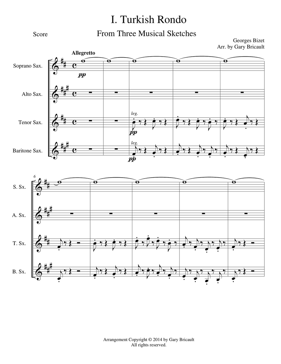 Turkish Rondo from Three Sketches by Georges Bizet - Tenor Saxophone ...