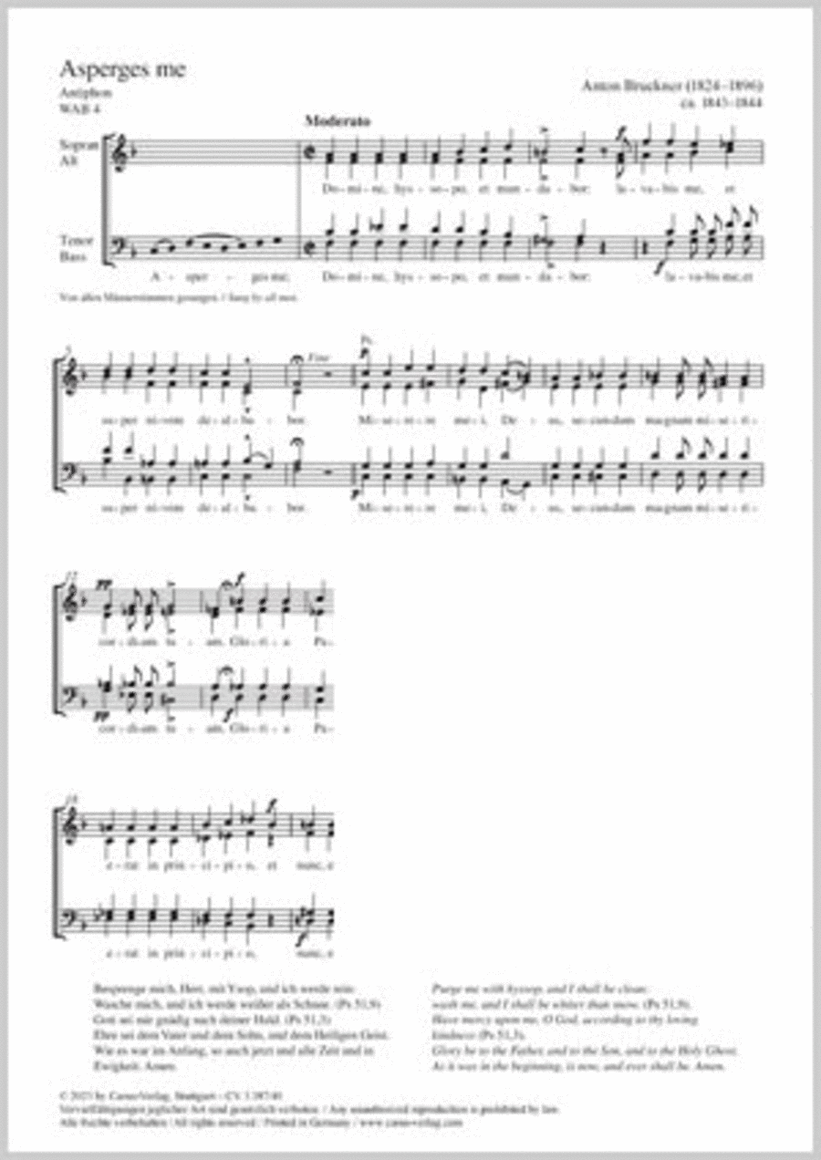 Asperges me by Anton Bruckner - Choir, 4-Part, SATB - Sheet Music ...