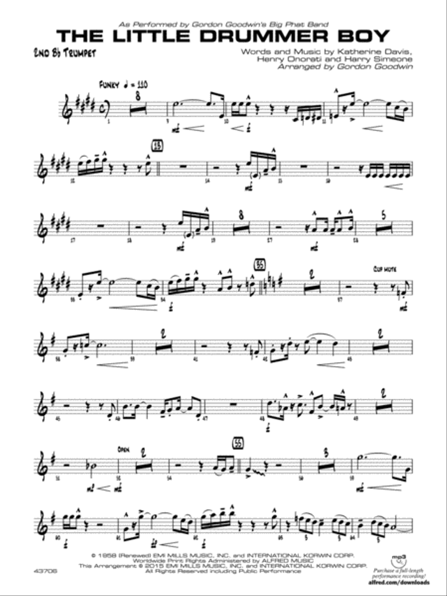 The Little Drummer Boy: 2nd B-flat Trumpet by Katherine K. Davis - Jazz ...